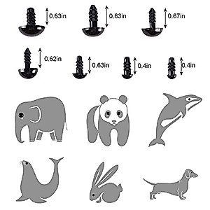 260pcs Plastic Safety Eyes and Noses with Washers, Craft Doll Eyes, Black Safety Eyes for Amigurumi, Puppet, Plush Animal and Teddy Bear