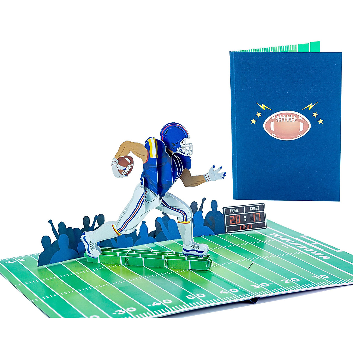 WOWPAPERART Touchdown Football Player - 3D Pop Up Greeting Card For All Occasions - Love, Birthday, Christmas - Personalized, Thick Envelope