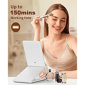 Jack & Rose Travel Makeup Mirror with Magnification, Travel Mirror with Light, Adjustable Height and Angle, Portable Folding Mirror