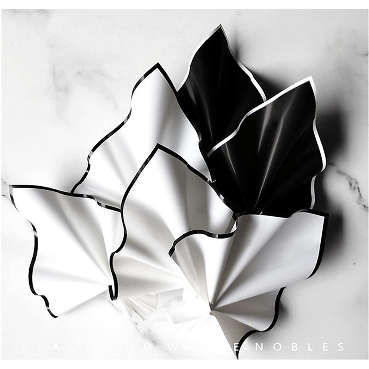 20 Sheets black and white aristocratic border Flower Wrapping Paper Waterproof Thicken Florist Bouquet Packaging Paper Gift or Gift Box Packaging Paper 23.6 x 23.6 inch(Dark Black + Porcelain White)