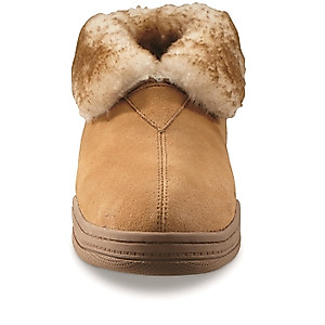 Guide Gear Men’s Bootie Slippers, Suede Soft Cushioned Bedroom House Shoes with Rubber Sole and Wool Blend Lining for Indoor Outdoor Use Chestnut 11D (Medium)