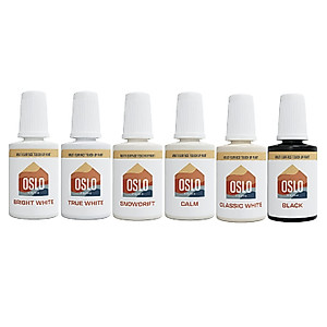 Oslo Home Touch Up Paint Multi-Pack – 5 Most Popular White Home and Rental Colors + Black, w/Brush in 20ml Bottle, Quick Drying, For Repairs, Walls, Trim, Cabinets, Furniture, Shutters and More