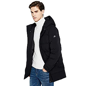 Orolay Men's Double Snap Winter Down Coat Thickened Jacket with Stand Collar Pirate Black M