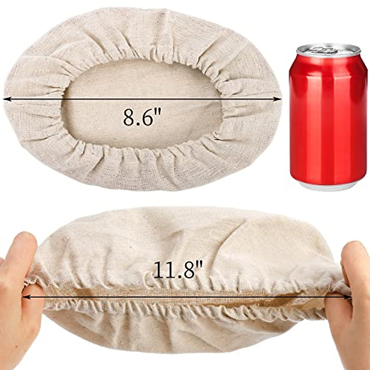 Hiceeden 15 Pieces Bread Proofing Basket Cloth Liner, 7.8 Inch Oval Natural Fiber Dough Banneton Proofing Basket Cover for Homemade Bread Home Baking, Fit for 7.8" Diameter or Smaller Basket