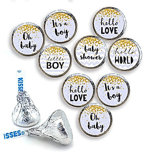 180 Baby Shower Chocolate Drops Labels - Kisses Candy Stickers,Baby Shower Favors, Baby Shower Party Supplies Baby Shower Favors for Boys, 0.75 Inches.