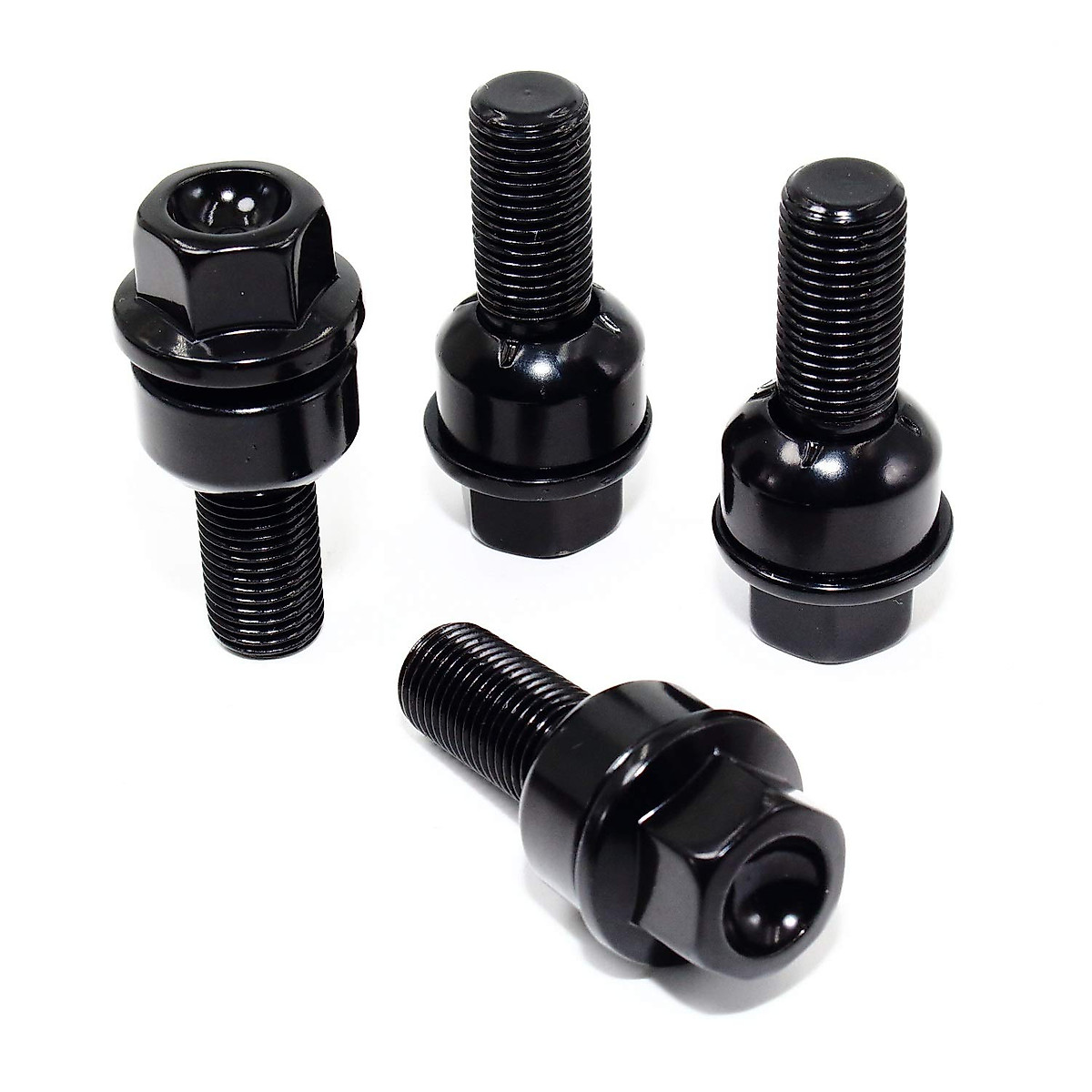 Set of 20 Veritek 14x1.5mm Black 29mm Thread R14 Radius Ball Seat Washer Lug Bolts for Porsche Factory Wheels