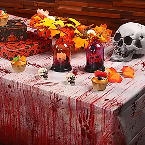 WovWeave 6 Pcs Bloody Print Halloween Photography Background Horror Theme Plastic Backdrop Halloween Blood Dripping Tablecloth for Scary Halloween Birthday Party Decor Supplies, 108 x 54 Inch