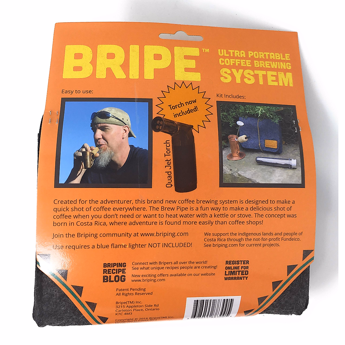 Bripe Coffee Brew Pipe Kit, Portable Espresso or Tea Maker for Traveling, Torch Lighter Included
