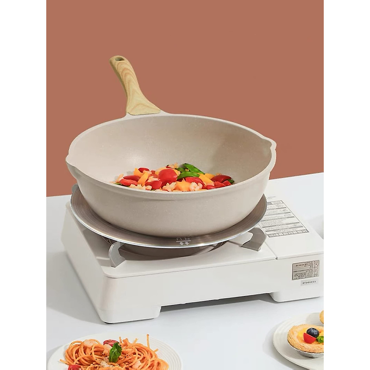 Heat Conduction Plate for Gas Stove, Beswarmy Heat Diffuser Cooking Induction Adapter Plate with Removable Handle, Coffee Milk Cookware Simmer Ring Plate Induction Hob Heat Cooking 6.3inch