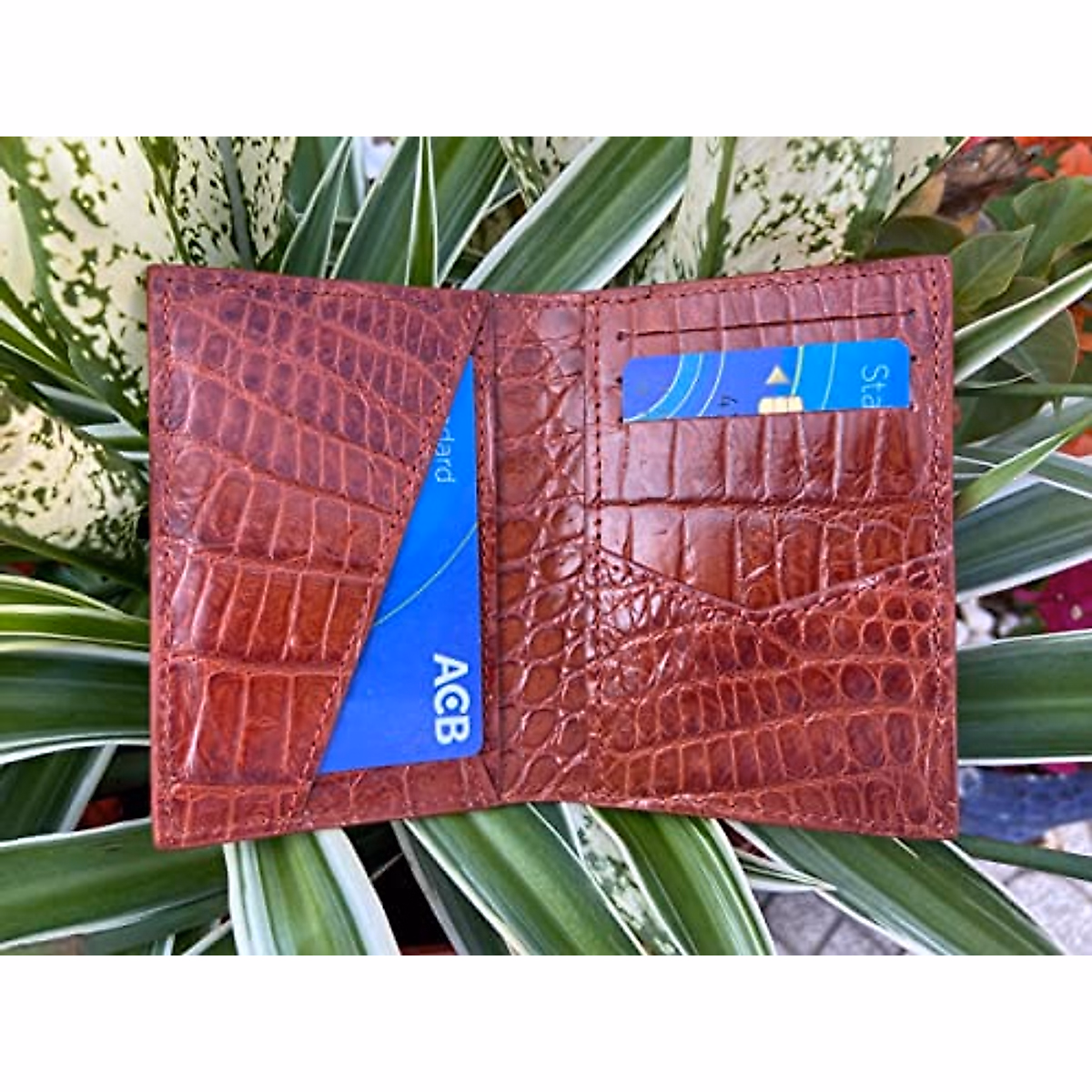 Double side Brown Crocodile Alligator leather skin Credit Cardholder, leather credit cardcase, leather creditcard cover
