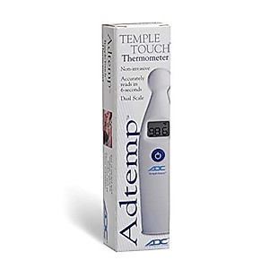 ADC Temple Touch Digital LCD Fever Thermometer, Non Invasive and Quick Read, Suitable for Babies, Newborns, Kids, and Adults, Adtemp 427, White