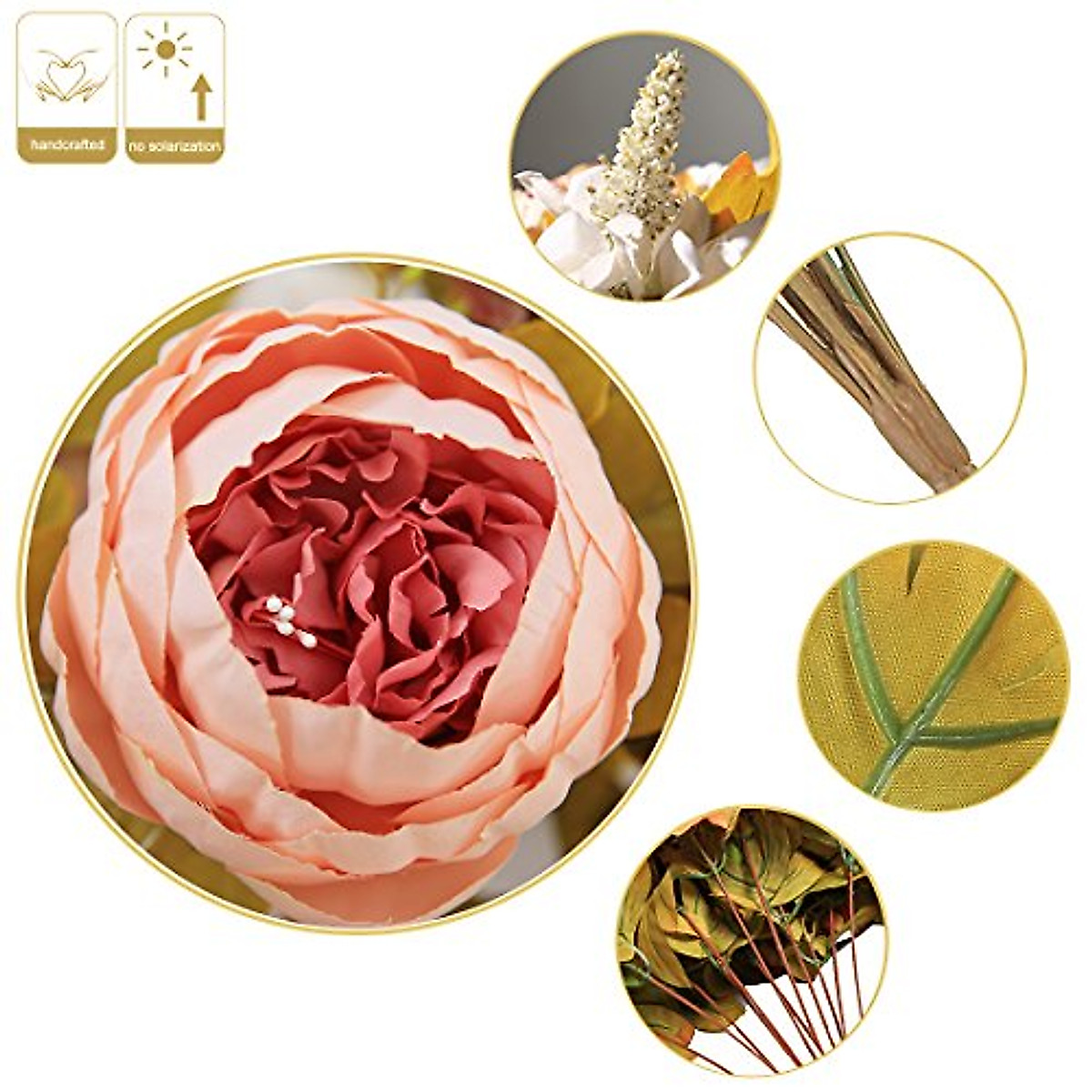 Luyue Vintage Artificial Peony Silk Flowers Bouquet Home Wedding Decoration -Light Pink