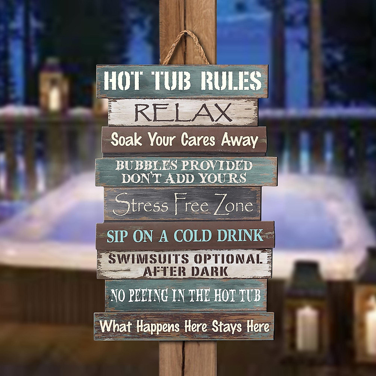 V VIBEPY All Over Print Hot Tub Rules Sign 8 Inches, 12 Inches, 18 Inches Funny Rules Sign, Bathroom Decoration Sign, Bathroom Sign, Hot Tub Sign, Bathroom Sign, Wooden Sign, Hot Tub Rules Wooden Sign