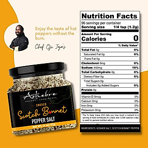 Ashebre Scotch Bonnet Pepper Salt, Gluten-Free, Delicious on Meat, Seafood, Chicken and Vegetables - Made with Jamaican Scotch Bonnet Peppers and Kosher Salt