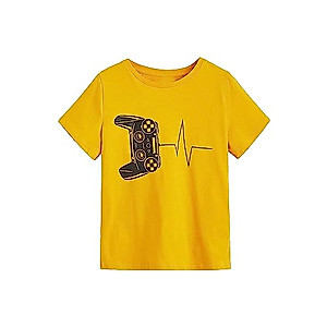 WDIRARA Boy's Gamer Heartbeat T-Shirt Video Game Lover Shirt T-Shirt Yellow 10Y