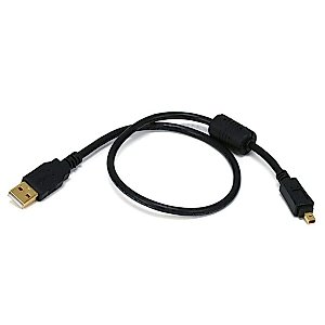 Monoprice 1.5-Feet USB 2.0 A Male to Mini-B 4pin Male 28/24AWG Cable with Ferrite Core (Gold Plated) (105451)