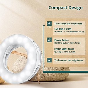 ATUMTEK Selfie Ring Light for Phone with 3 Light Temperatures, Portable Rechargeable Clip-on Ring Light with 48 LEDs for Mobile, Laptop, Zoom Meeting, Makes up, Video Calls, Streaming, Selfies