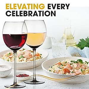 BERKWARE Colored Red Wine Glasses Set of 4 - Elegant Long Stem Wine Glass - 13.3oz (Smoke)