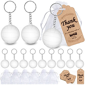 CiciBear 36 Pack Sports Party Return Favors with 12 Volleyball Keychains, 12 Thank You Tags and 12 Gift Bags for Volleyball Themed Party, Baby Shower, Kids Birthday, School Carnival Rewards
