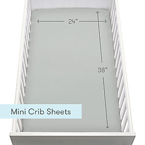 Newton Baby Mini Crib Fitted Sheets (2-Pack) | Organic Muslin Cotton, Ultra Breathable & Soft Baby Sheets, Machine Washable Baby Mattress Sheets, Fits Any Mini Sized Crib 24" x 38", Sage