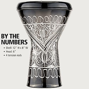 Meinl Percussion Aluminum Doumbek Egyptian Goblet Drum, Hand Engraved — Made in Turkey — Synthetic Head, 2-Year Warranty (HE-2018)