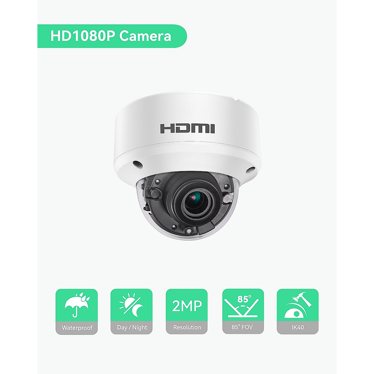 LINOVISION HD1080P HDMI Security Camera with HDMI or VGA Output, Display HD Video Directly on TV or HDMI Monitor Without Delay, HDTVI Loopout for Continuous Recording in DVR, 2.8mm Fixed Lens
