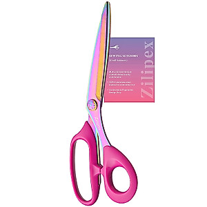 Fabric Scissors for Cutting Clothes - 9" Professional Titanium Coated Forged Stainless Steel Heavy Duty Sharp Scissors for Sewing Crafting Dressmaking,Leather,Paper (Purple Pink)