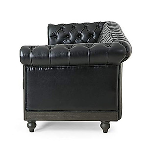Christopher Knight Home Castalia Sofas, Midnight Black + Dark Brown