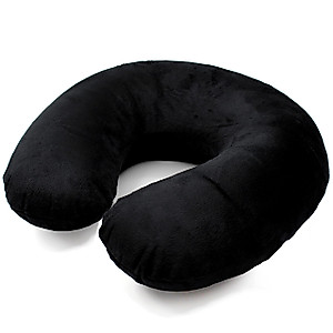 Wild Essentials Inflatable Travel Neck Pillow, U-Shape with Washable Soft Cover (Black)