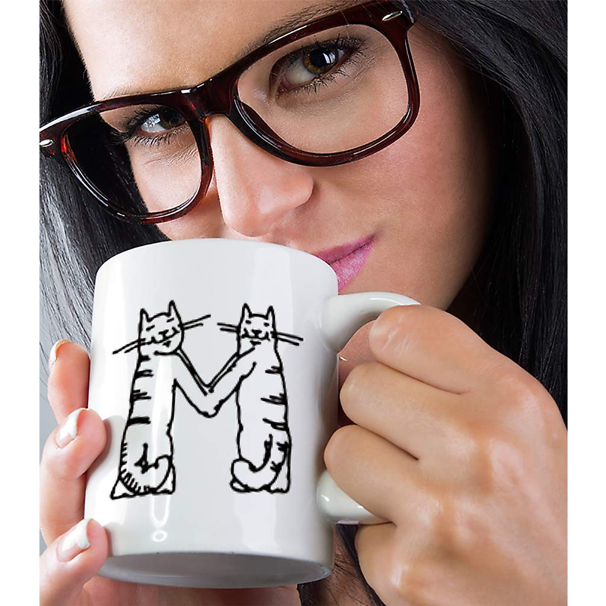 M Cats Initial Monogram Personalized Letter M Ceramic Mug Coffe Cup 11 oz