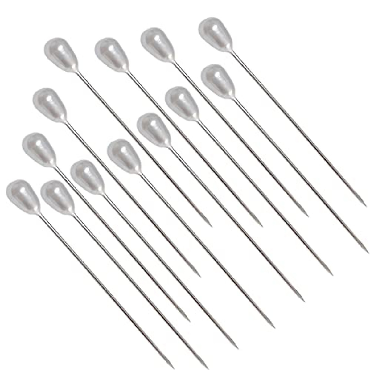 100pcs Corsage Boutonniere Pins Teardrop Pearl Head Pins Bouquet White Straight Head Pins for DIY Crafts Jewelry Making Sewing Wedding Flower Decorations