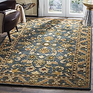 SAFAVIEH Antiquity Collection 3' x 5' Blue/Gold AT52C Handmade Traditional Oriental Premium Wool Area Rug