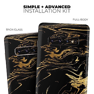 DesignSkinz Black & Gold Marble Swirl V12 Protective Vinyl Decal Wrap Skin Cover Compatible with The Samsung Galaxy S20 (Screen Trim & Back Glass Skin)