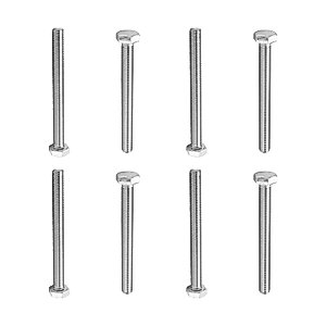 Bettomshin 10Pcs M8 x 80mm Hex Bolts, 304 Stainless Steel 1.25mm Thread Pitch Fully Threaded Metric Hex Head Screw Bolts, Hexagon Screw Bolt, Hex Tap Bolts, Silver (Overall Size 85.45x13x13mm)