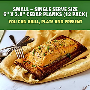 East Coast Cedar Small Planks for Grilling Salmon Made from 100% Natural Maine White Cedar -12 Pack - Adds a Delicious Smokey Flavor - 6" X 3.8" Inches