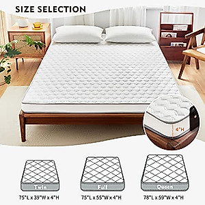 Memory Foam Mattress Topper 4 Inches with Supportive, High-Density Foam - 2 Layer Hybrid Cooling Bed Topper with Knitted Cotton & Bamboo Charcoal Skin Friendly Cover - Twin Size
