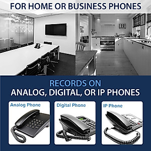 RecorderGear TR600 Landline Phone Call Recorder for Analog/IP/Digital Lines, Automatic Telephone Recording Device - 16GB