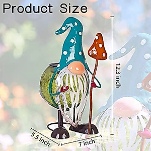 dreamskip Solar Outdoor Lights Decorative, Metal Gnomes Statue Decorations, Garden Solar Lights Table Lantern Lamps for Patio, Yard, Porch, Balcony