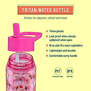 Wildkin Kids 16 Oz Water Bottle – BPA-Free Tritan, Leak-Proof Lid, Durable & Easy to Clean - Horses
