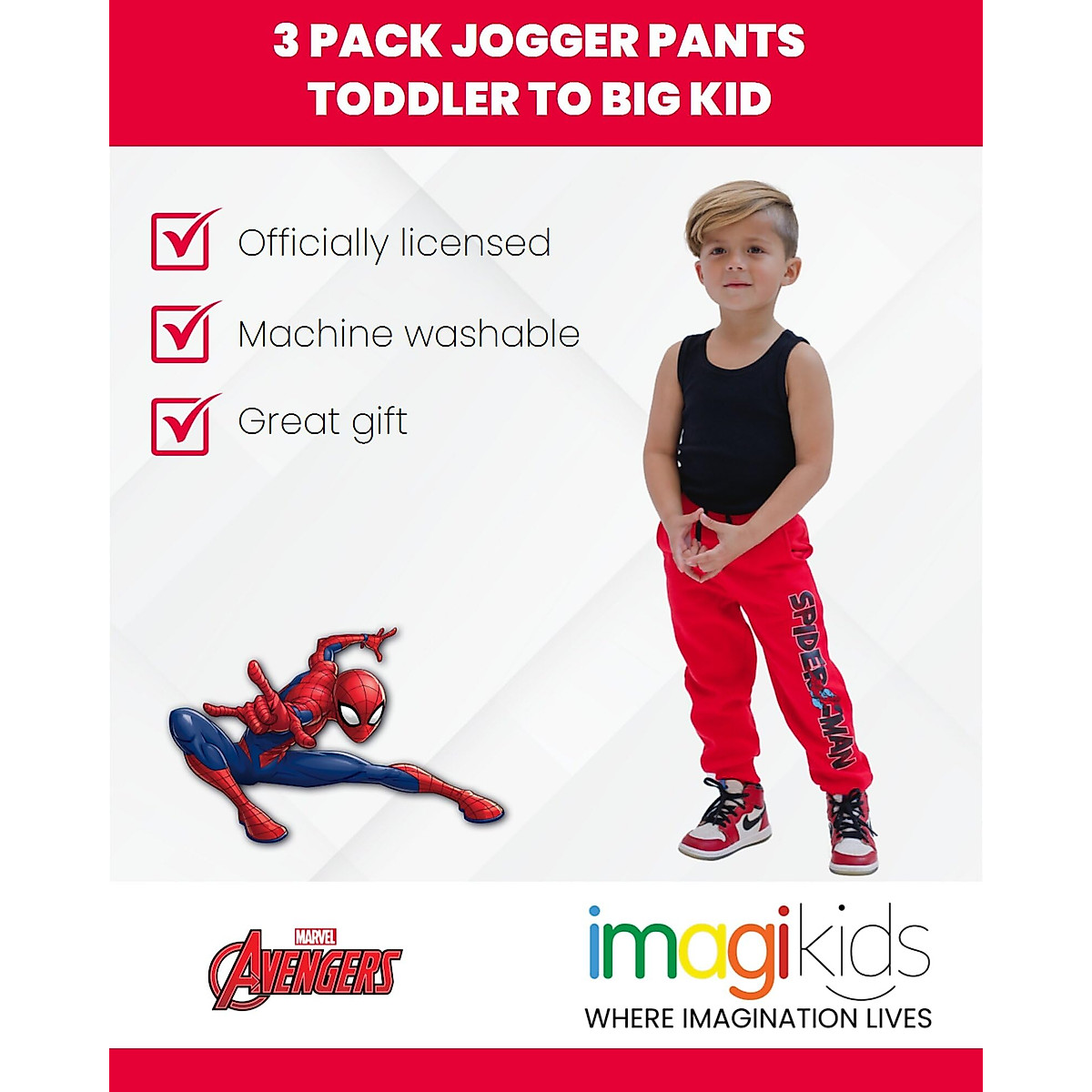 Marvel Avengers Spider-Man Hulk & Venom Little Boys Fleece 3 Pack Pants Spider-Man/Hulk/Venom 7-8