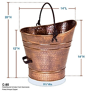 Oakestry Small Antique Copper Coal hod Scuttle ash Pail Container Pellet Bucket for Fireplace ash Embers Coal & Wood Storage Made of Galvanized Steel