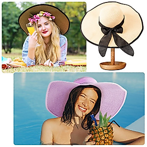 Xtinmee 9 Pcs Women Sun Straw Hat Wide Brim Summer Big Bowknot Straw Hat Floppy Beach Hats Foldable UV Upf50 Protection Beach Cap Adjustable Rope for Ladies Girls Multicolor