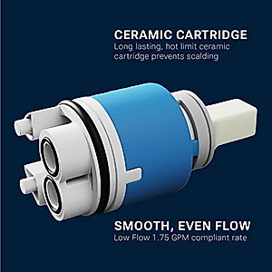 Kirchhoff Petra Premium Kitchen Faucet, 1-Handle, Cold Start Technology, Adjustable Hot Limit Cartridge, Easy Install, German-Made (Standard, Black)