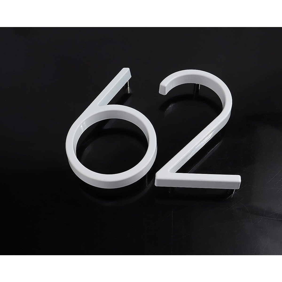 White Mailbox Numbers for Outside - 5 Inch Modern Floating House Numbers for Outside, Creats Attractive Interesting Shadows, High Gloss Number 6