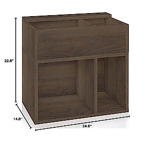 Way Basics 2 Tier Vinyl Record Multi Shelf LP Records Bookcase, Royal Walnut