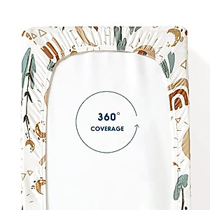 GRSSDER Stretch Ultra Soft Jersey Knit Changing Pad Cover Set 2 Pack,Change Table Pad Covers Fit 32"/34" x 16" Pads Safe and Snug,Stylish Cute Rainbow Print for Baby