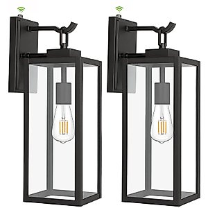 Large Size Dusk to Dawn Outdoor Wall Lanterns, 18 Inch Outdoor Wall Light Fixtures, Matte Black Porch Lights, Exterior Wall Lighting, Anti-Rust Architectural Outdoor Sconces, ETL Listed, 2 Pack