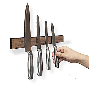 Walnut Wood Magnetic Knife Holder 16 inch Powerful Magnetic organizing kitchen Space-Saving- knifes - metal tools heavy duty strip