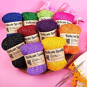 Magenta Textiles Metallic Sparkle Yarn (#1 Superfine) | 10x40g Acrylic Skeins - 2,840 Yards of Multicolor Glitter Yarn with Metallic Flecks for Crocheting | Fingering/Sock Glitter Yarn