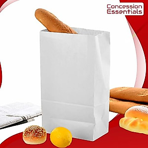 Concession Essentials 4lb White Paper Bags - Pack of 150ct. White Paper Lunch Bags. Great for Holiday Cookie Bags and Arts and Crafts., (CEwhite4lbPaperBag-150CT)